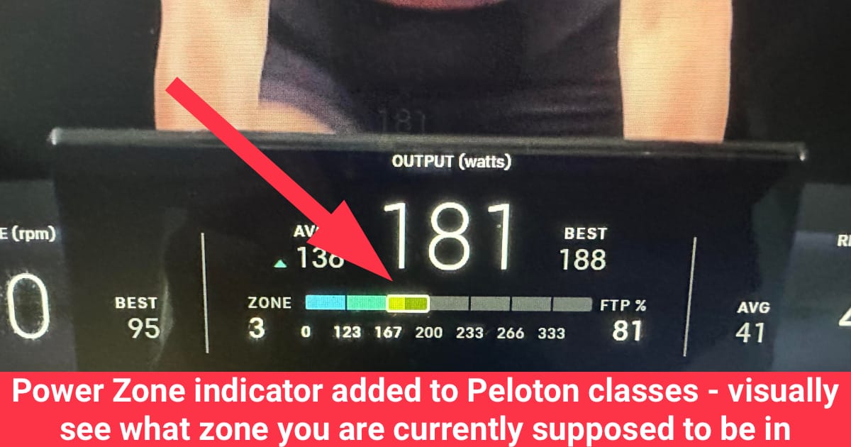 Target Power Zone indicator added to Peloton Bike in classes - visually ...