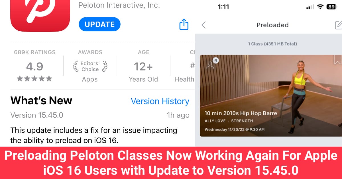 Preloading Peloton Classes Now Working Again For Apple iOS 16 Users - Peloton Buddy