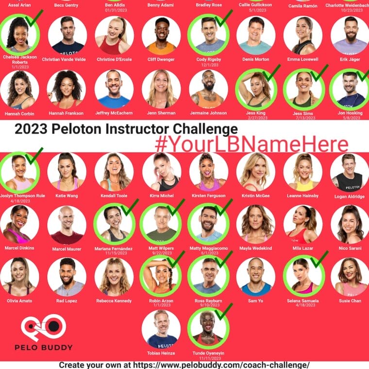 Peloton Instructor Challenge Tool - Peloton Buddy