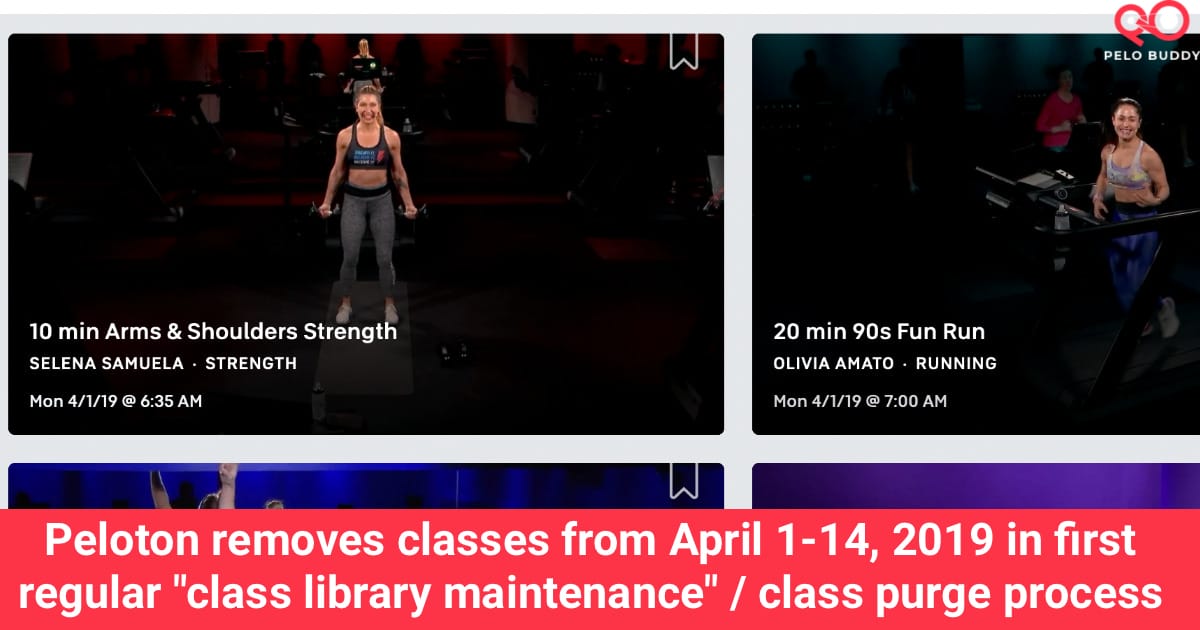 Peloton removes classes from April 1-14, 2019 from on-demand library in first "class library ...