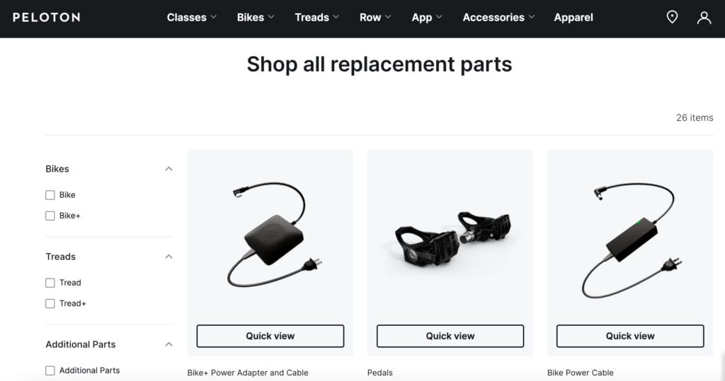 Ordering replacement parts for Peloton Bike / Tread / Row (& out of ...